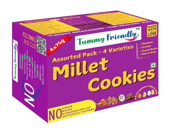 Millet Cookies Assorted – 4 Packs – 300g – TummyFriendly Foods